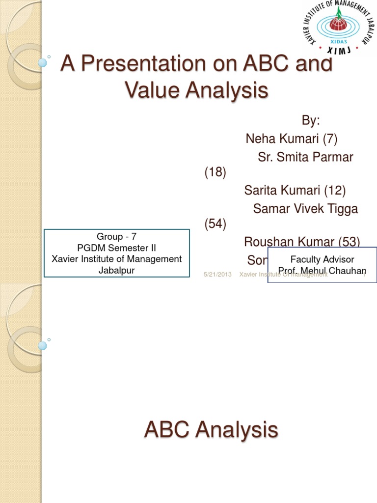 ABC and Value Analysis | PDF | Value (Economics) | Inventory