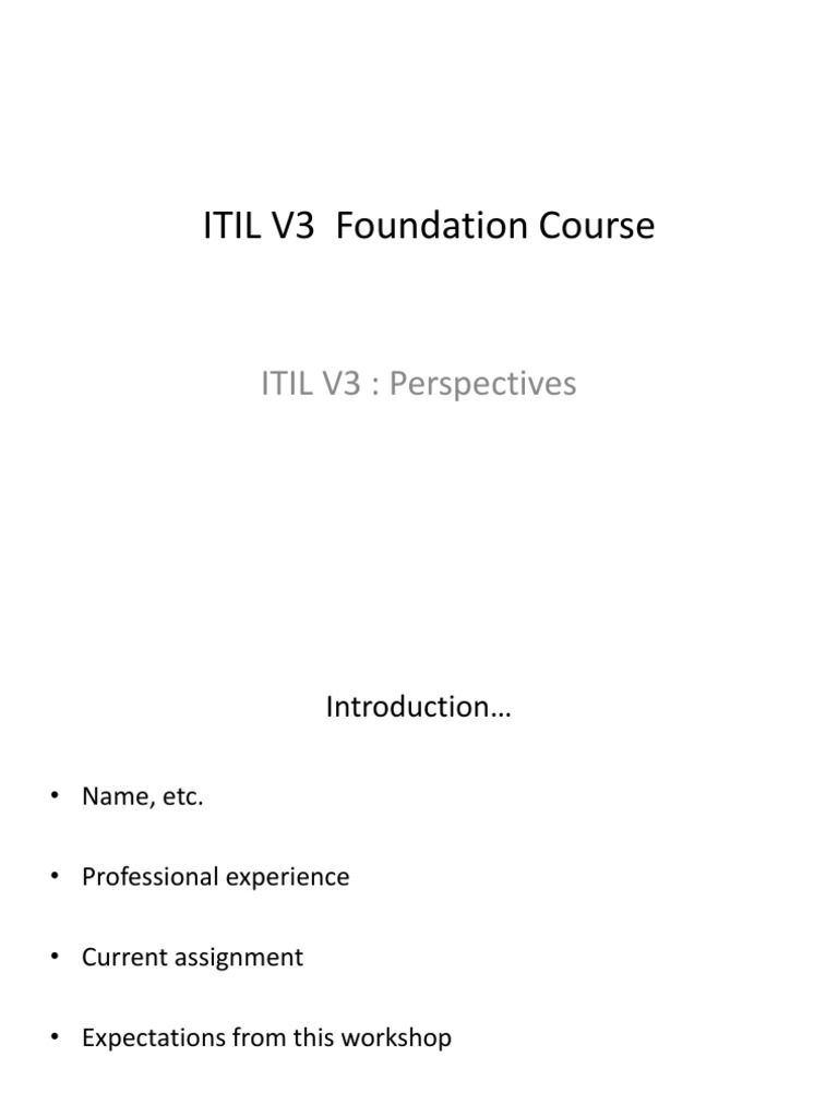 ITIL V3 Foundation Course | PDF | Itil | Business Process