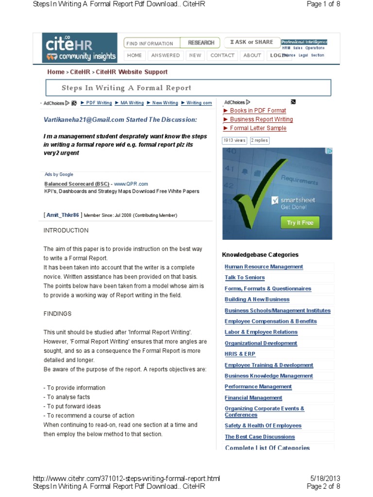 Steps Writing Formal Report - HTML | PDF | Portable Document Format ...