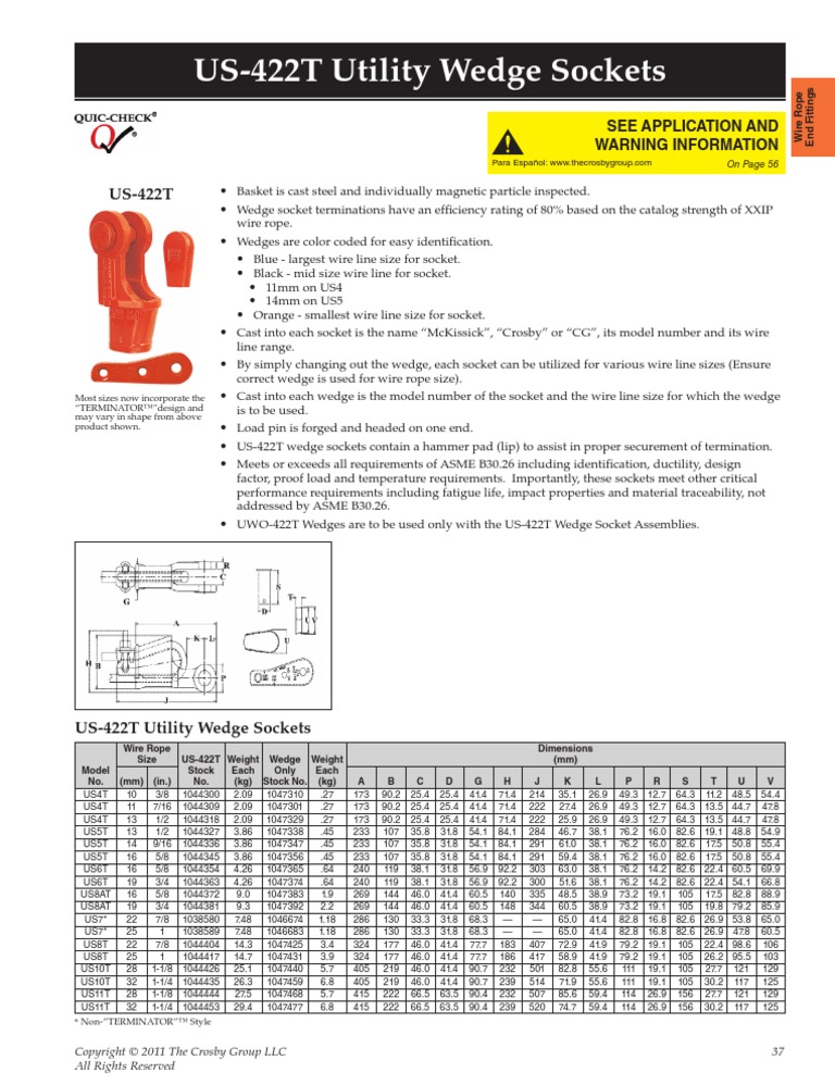 US-422T Utility Wedge Sockets: See Application and Warning Information ...