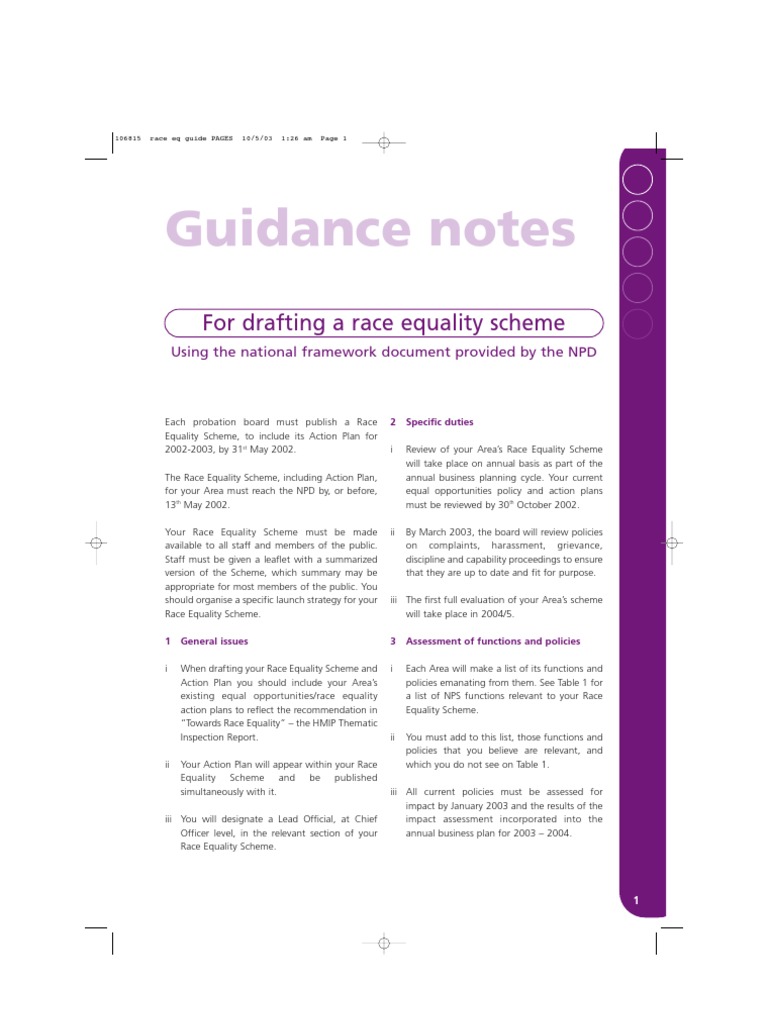 UK Home Office: Guidance Notes For Race Equality Scheme | PDF | Equal ...