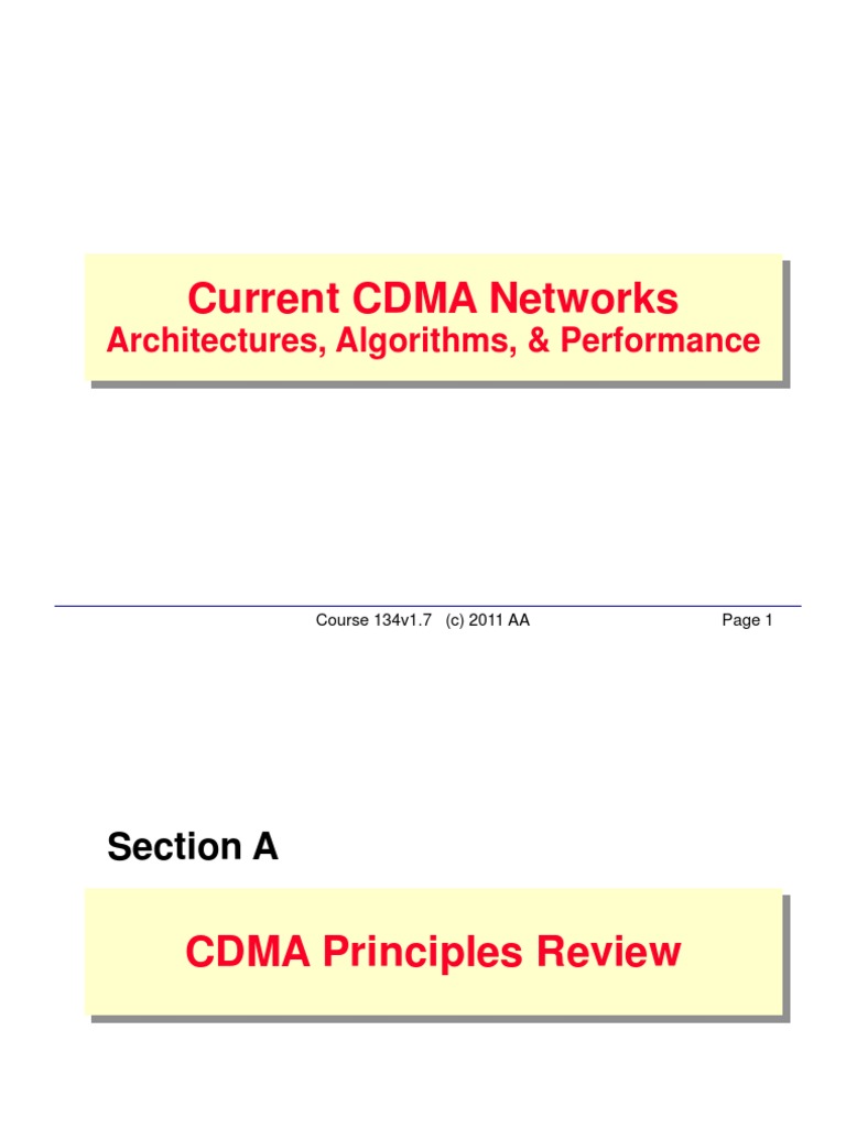 Current CDMA Networks: Architectures, Algorithms, & Performance | Code ...