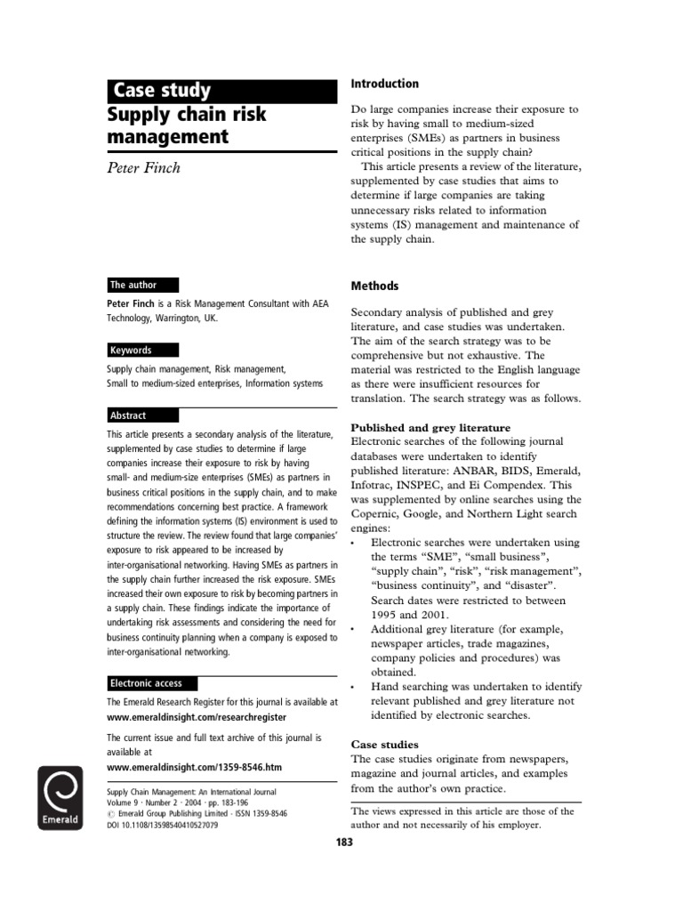 Supply Chain Risk Management: Case Study | PDF | Information Security | Risk