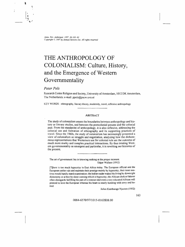 Anthropology of Colonialism Pels | Download Free PDF | Anthropology ...