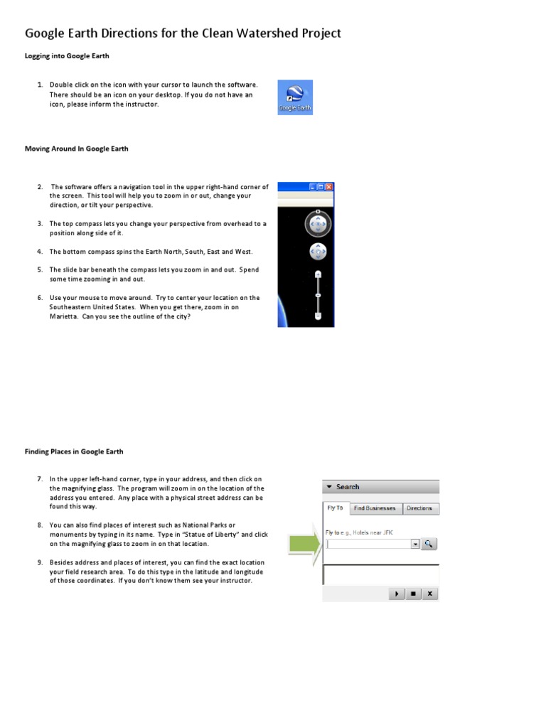Google Earth Directions For Clean Watersheds | PDF | Icon (Computing ...