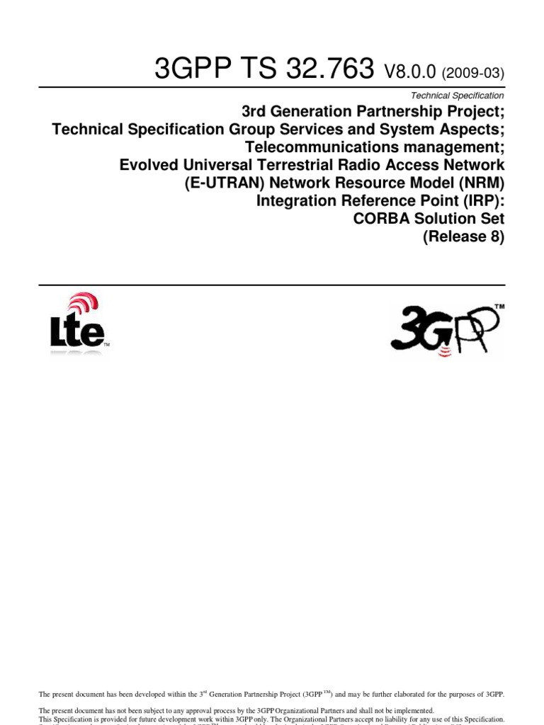 3GPP TS 32.763: Technical Specification | PDF | Common Object Request Broker Architecture | 3 Gpp