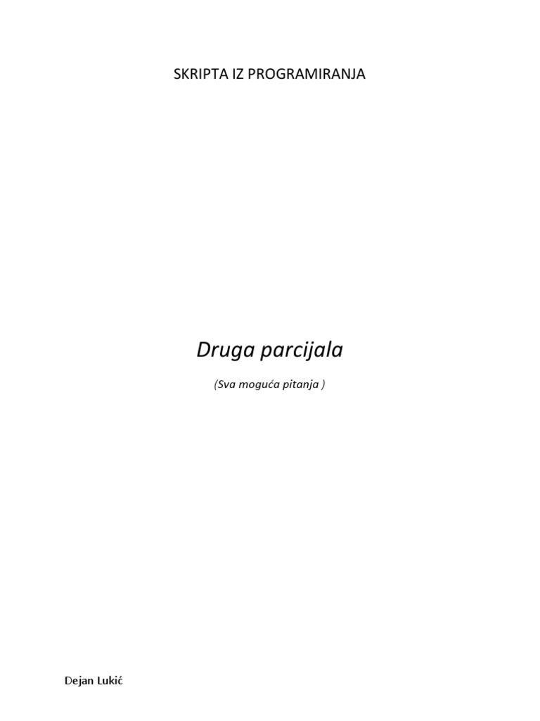 SKRIPTA IZ PROGRAMIRANJA (Druga Parcijala) MF - Untz.ba | PDF