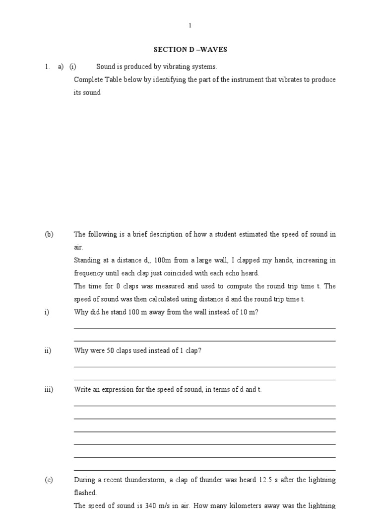 CSEC Section D - Waves Past Paper Questions | PDF | Refraction | Waves