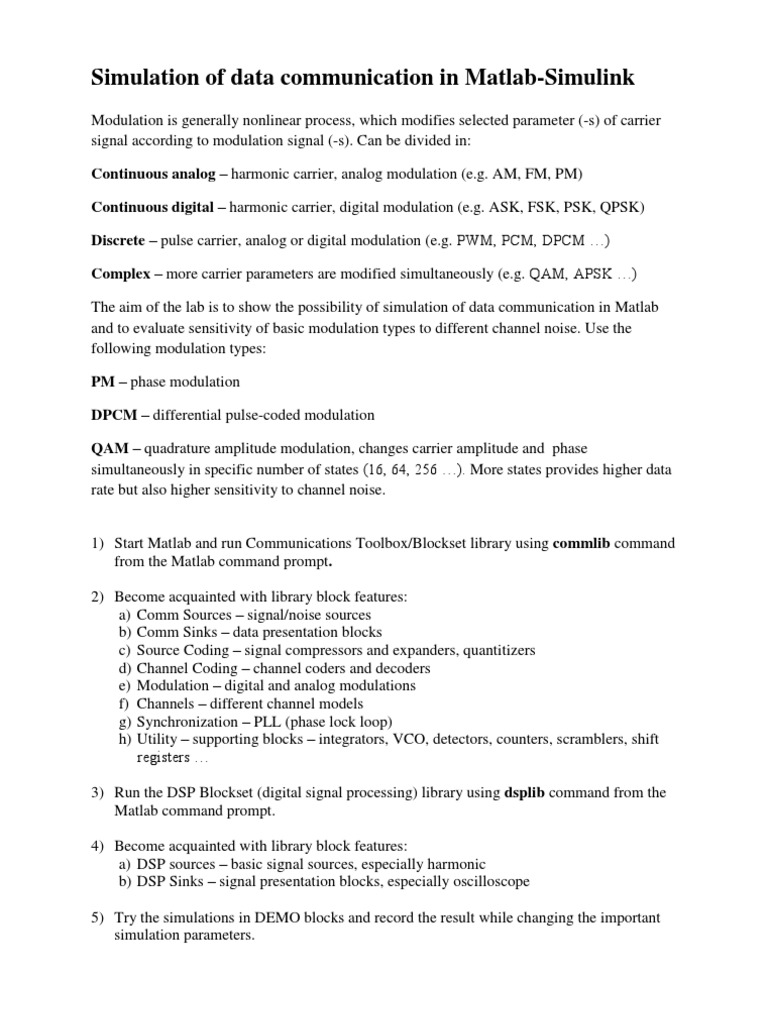 Lab11 - Data Communication in Matlab | PDF | Modulation | Signal To Noise Ratio