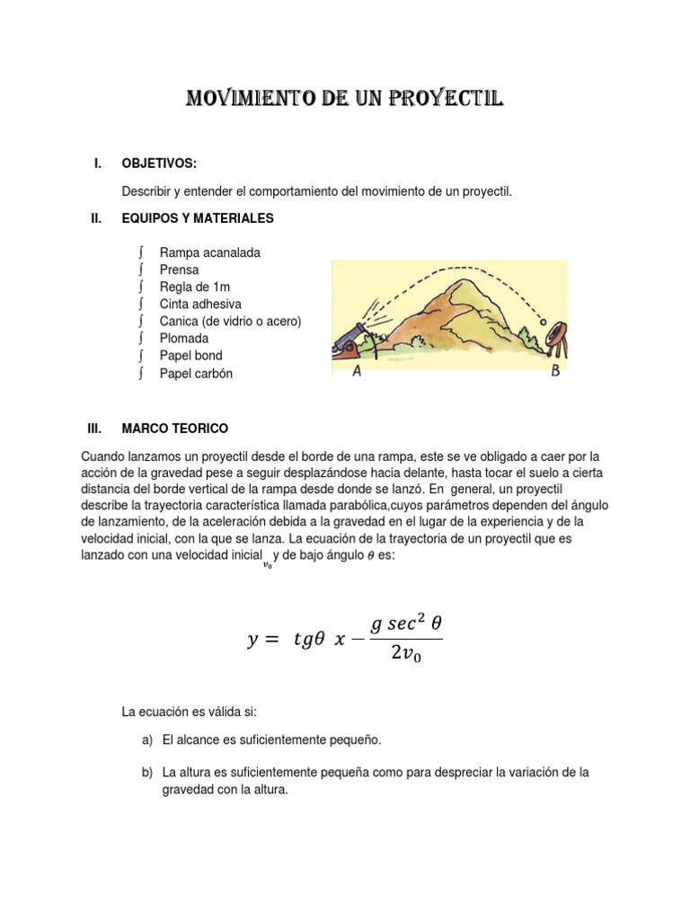 Movimiento de Un Proyectil | Descargar gratis PDF | Movimiento (física ...
