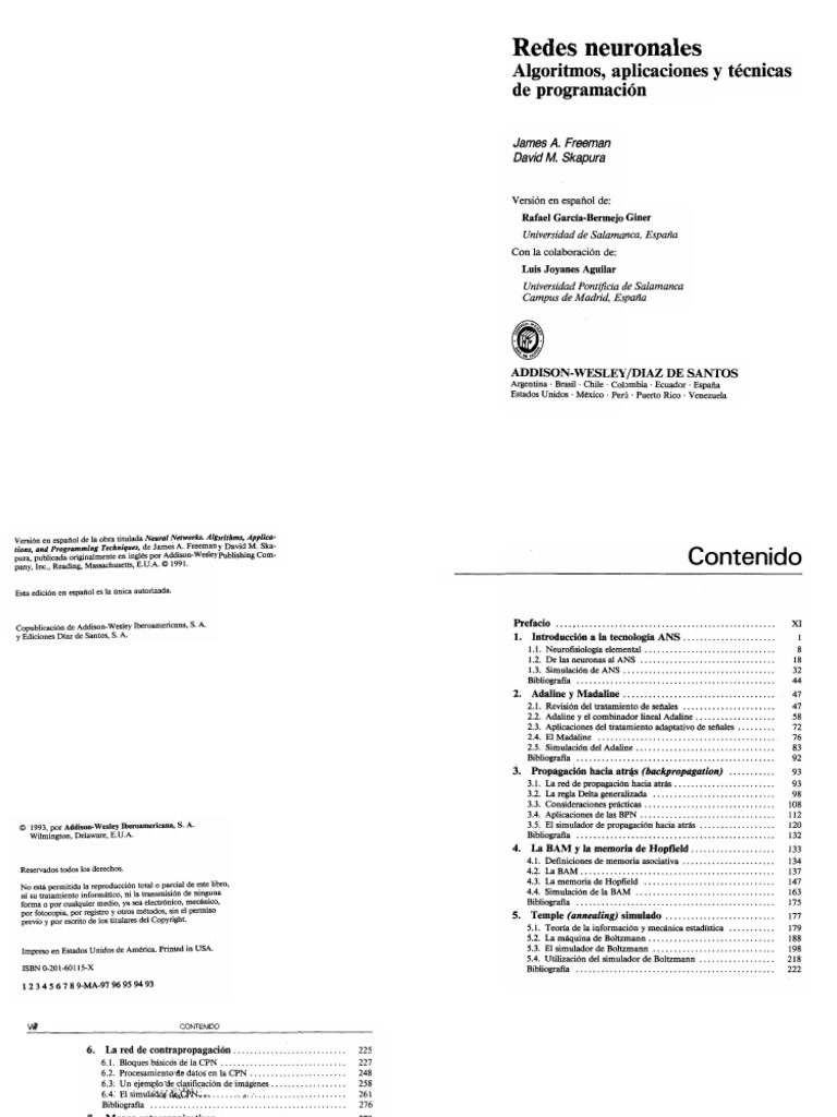 Redes Neuronales. Freeman, Skapura PDF | PDF