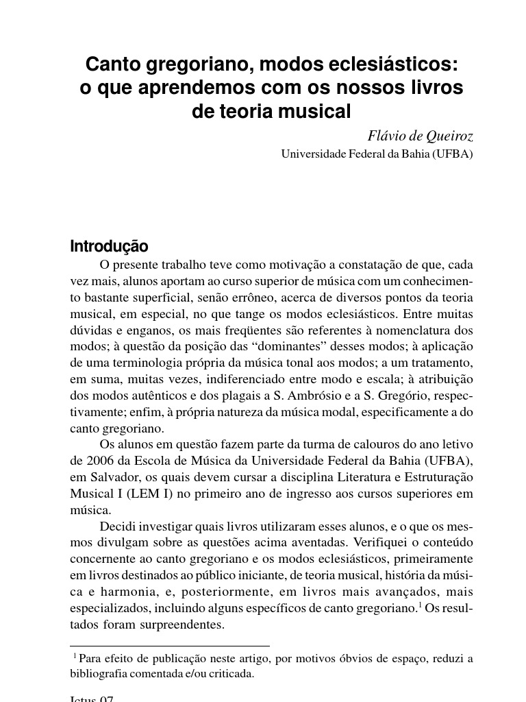 Canto Gregoriano, Modos Eclesiásticos | PDF
