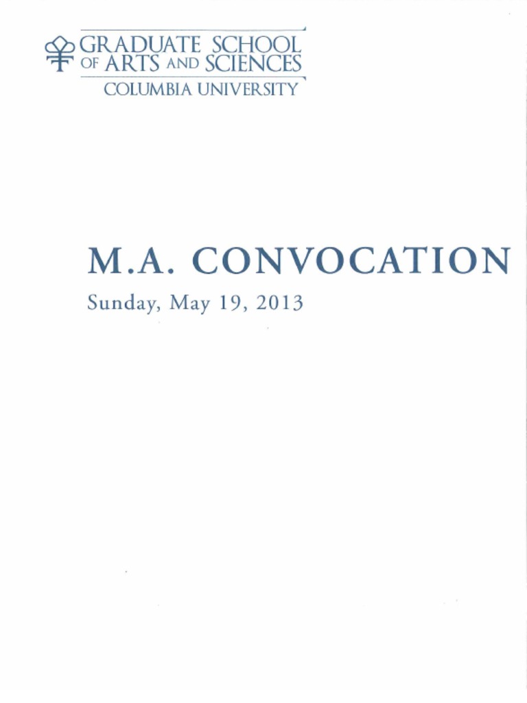 Columbia GSAS Convocation 2013 | PDF | Social Science