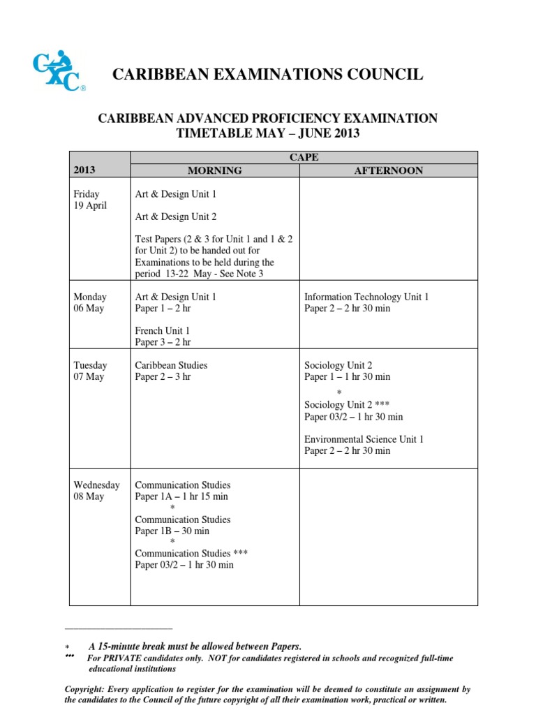 Caribbean Examinations Council: Caribbean Advanced Proficiency ...