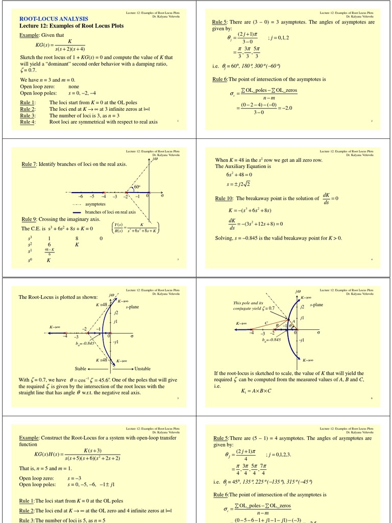 Lecture 12: Examples of Root Locus Plots | PDF | Geometry | Applied ...