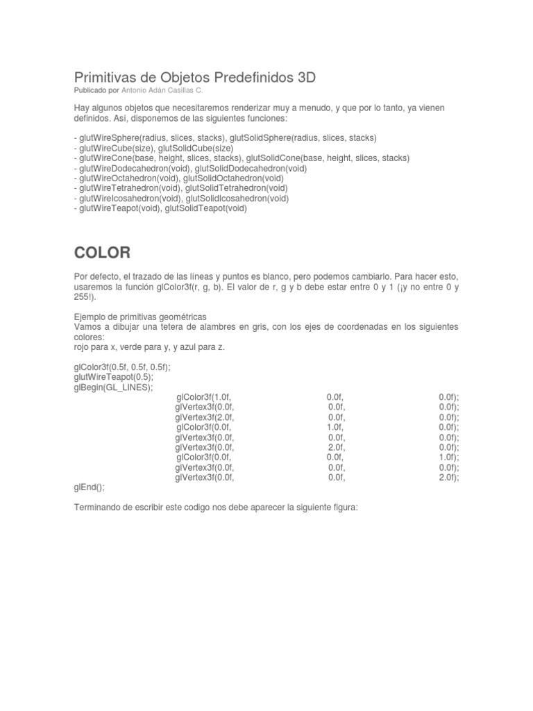 Objetos Predefinidos 3D de OpenGL | PDF | Métodos y materiales de ...