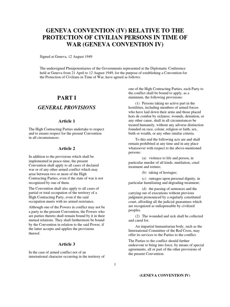 Geneva Convention IV | Download Free PDF | Military Occupation | Geneva ...