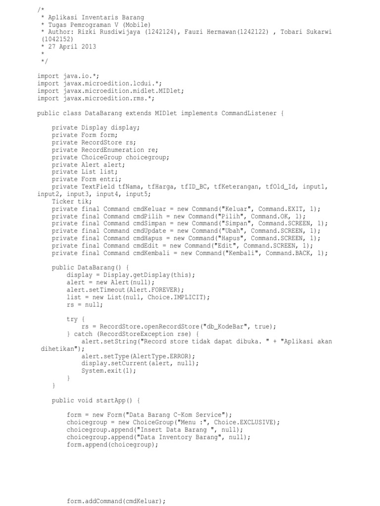 Source Code Aplikasi Inventory Data Barang | PDF | String (Computer Science) | Metalogic
