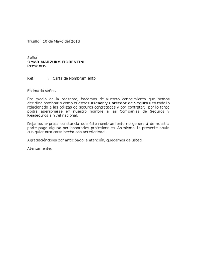 Carta Nombramiento | PDF