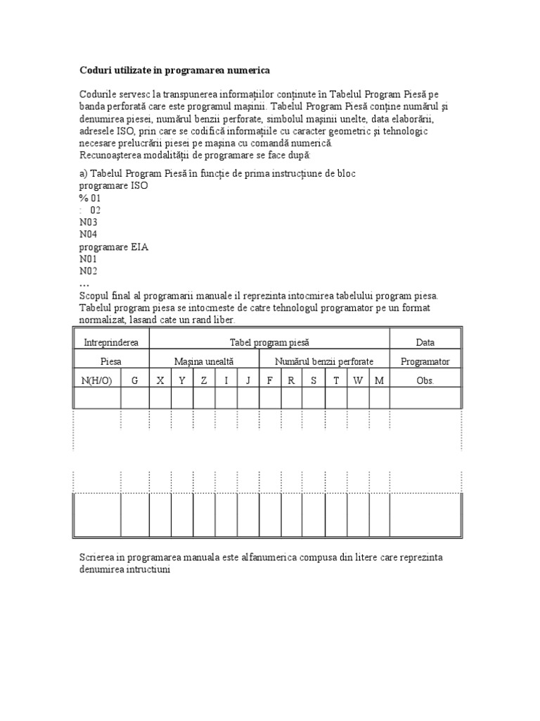 Coduri Utilizate in Programarea Numerica | PDF