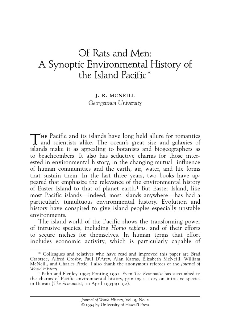 JR McNeill "Of Rats and Men" | PDF | Polynesia | Pacific Ocean