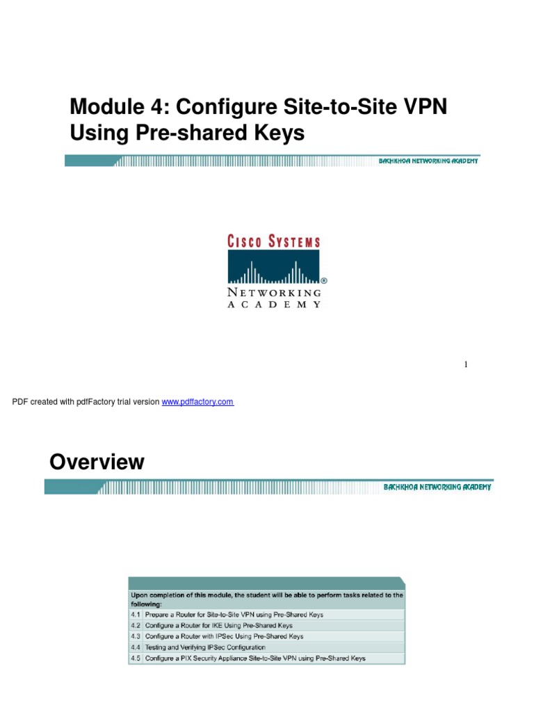 Module 4: Configure Site-To-Site VPN Using Pre-Shared Keys: PDF Created ...