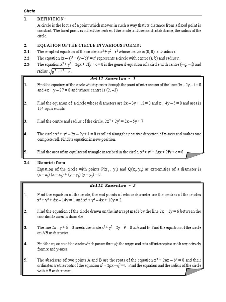 Circles Theory | PDF | Circle | Analytic Geometry