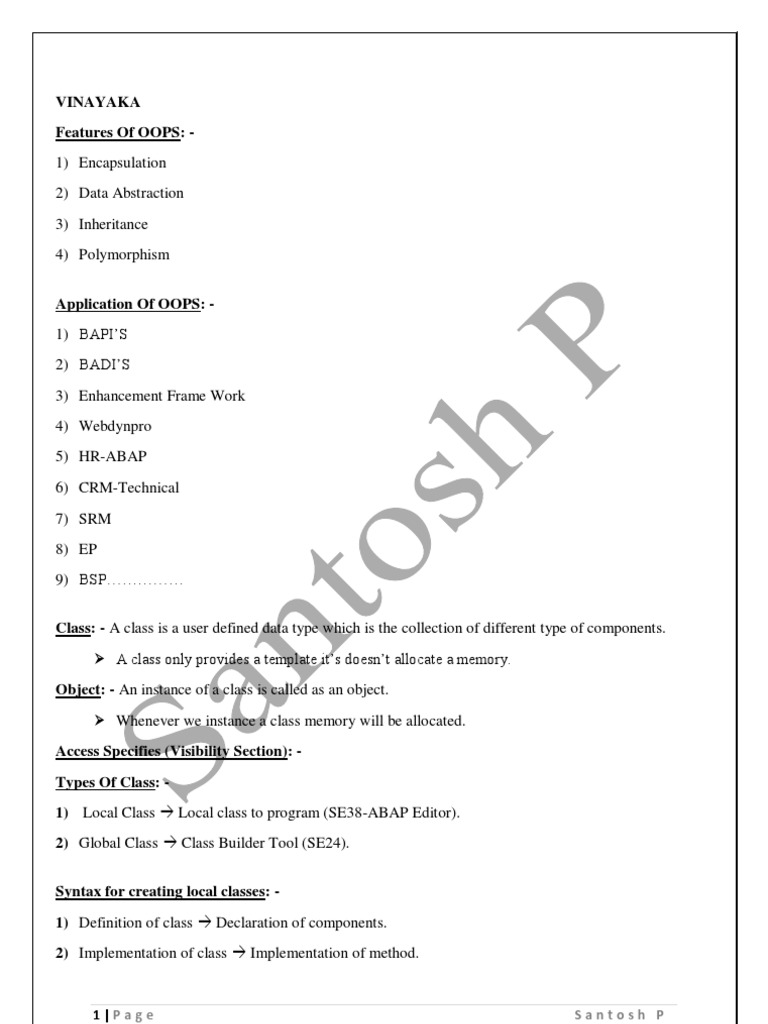 Oops Abap Notes Pdf Class Computer Programming Constructor Object Oriented Programming 2267