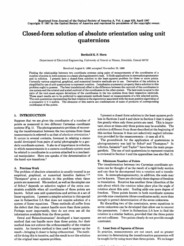 Absolute Orientation | PDF | Eigenvalues And Eigenvectors | Matrix ...