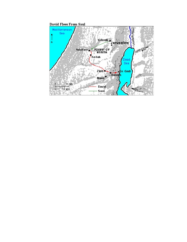 Map 1 Samuel David Flees From Saul | PDF | Western Christianity ...