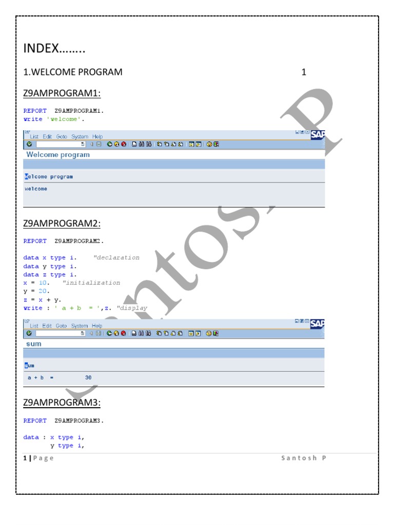Core Abap Notes With Programs Pdf Parameter Computer Programming Computer Programming