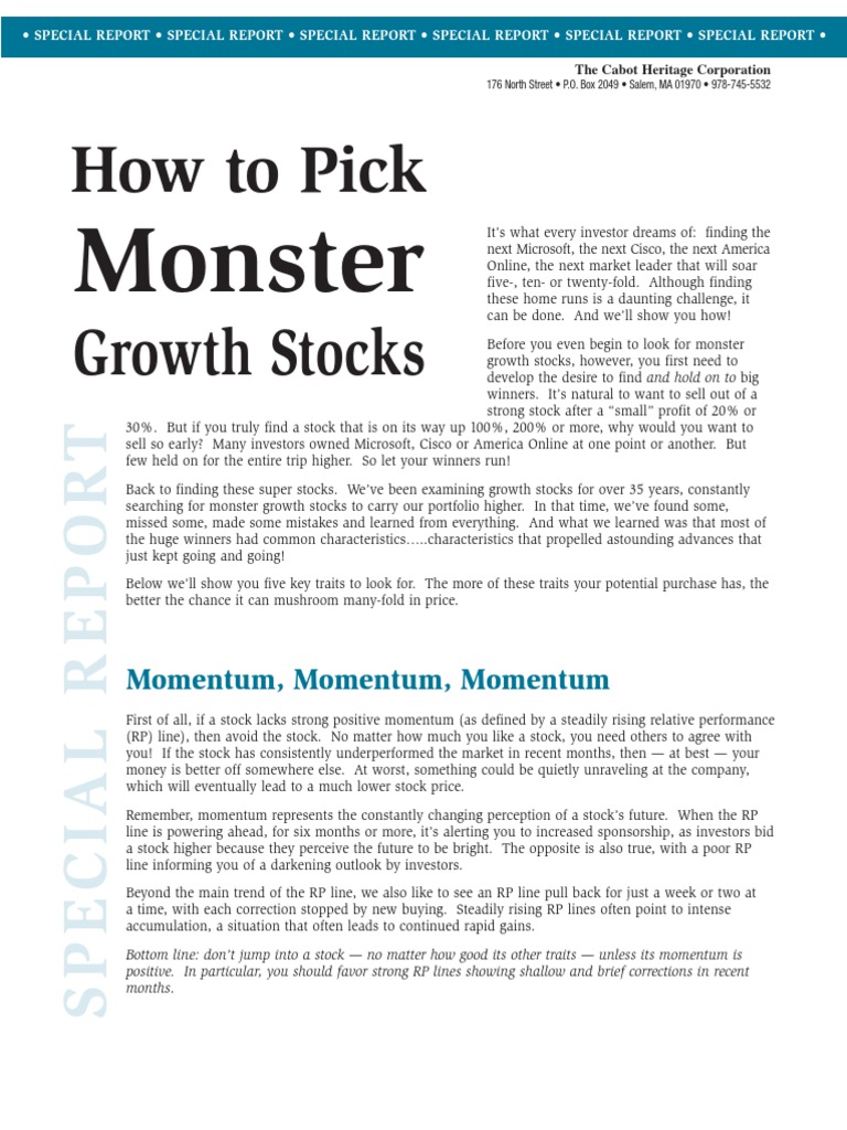 Monster Stocks | PDF | Stocks | Investor
