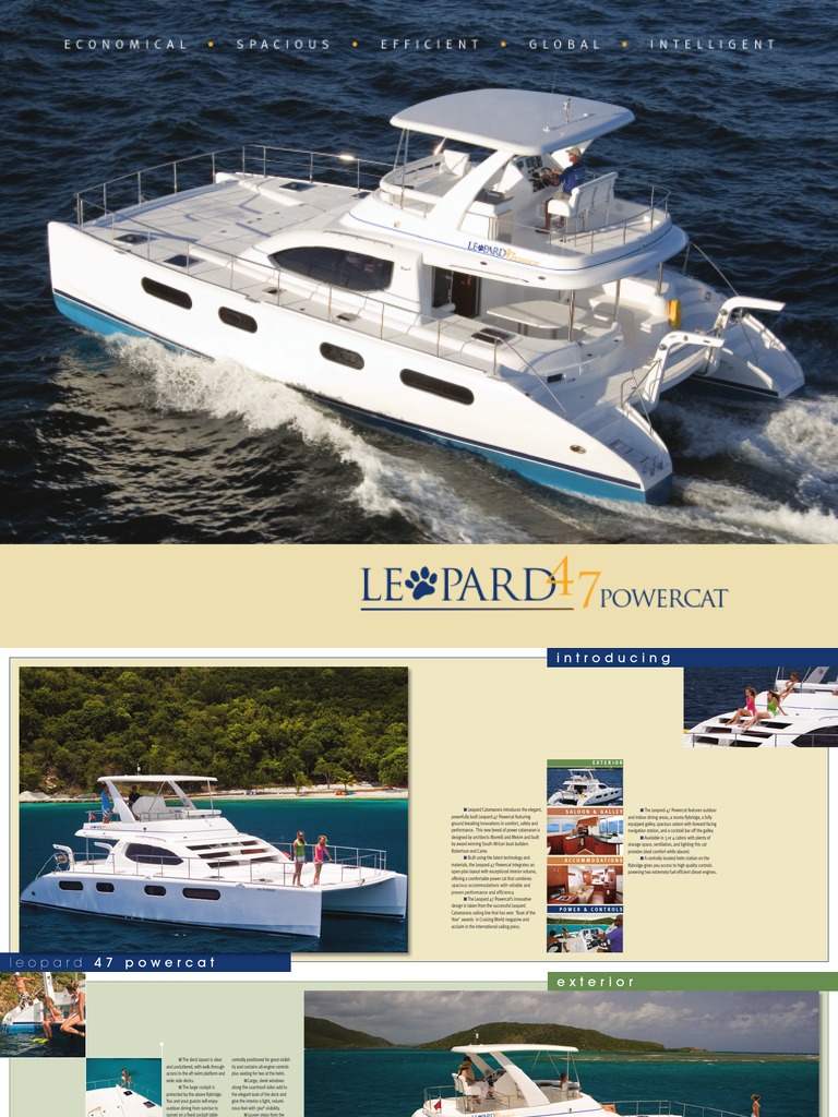 Leopard 47 Powercat Brochure | PDF | Fiberglass | Hull (Watercraft)