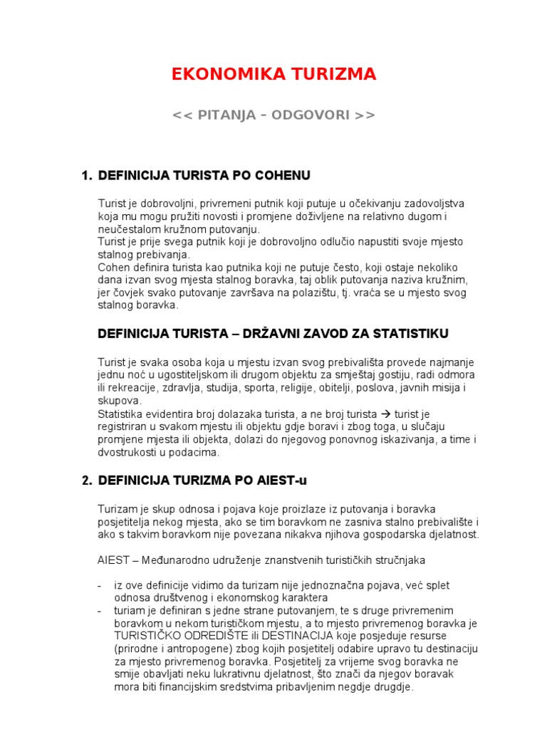 Ekonomika Turizma | PDF