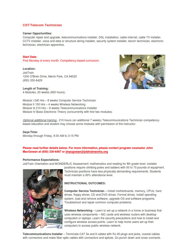 CST/Telecom Technician: Career Opportunities | PDF | Telecommunication ...