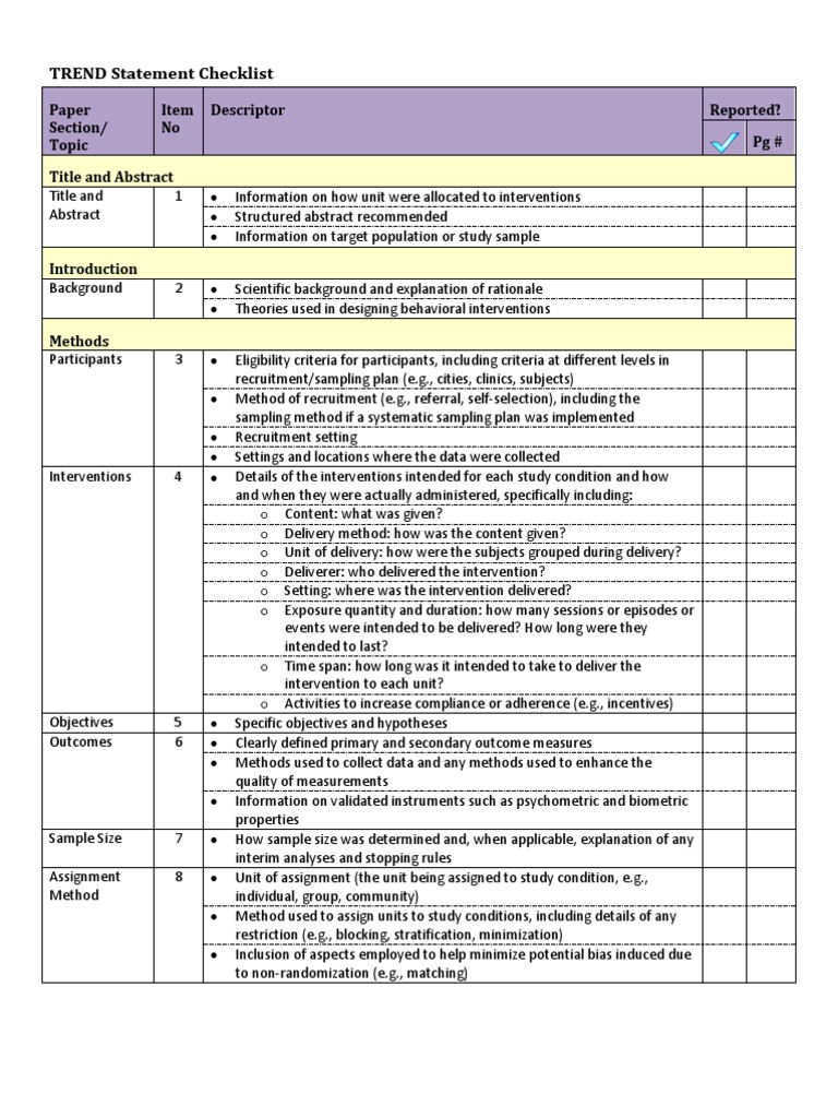TREND Checklist | PDF | Statistics | Methodology