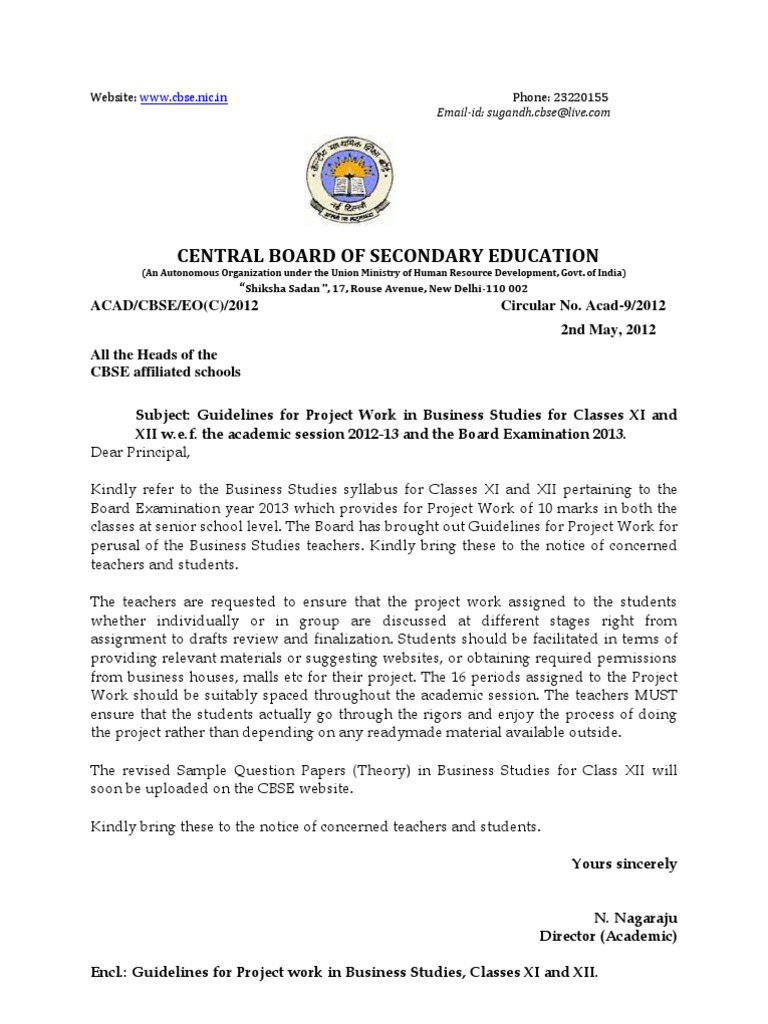 CBSE Project Guidelines for Business Studies | PDF | Employment | Retail