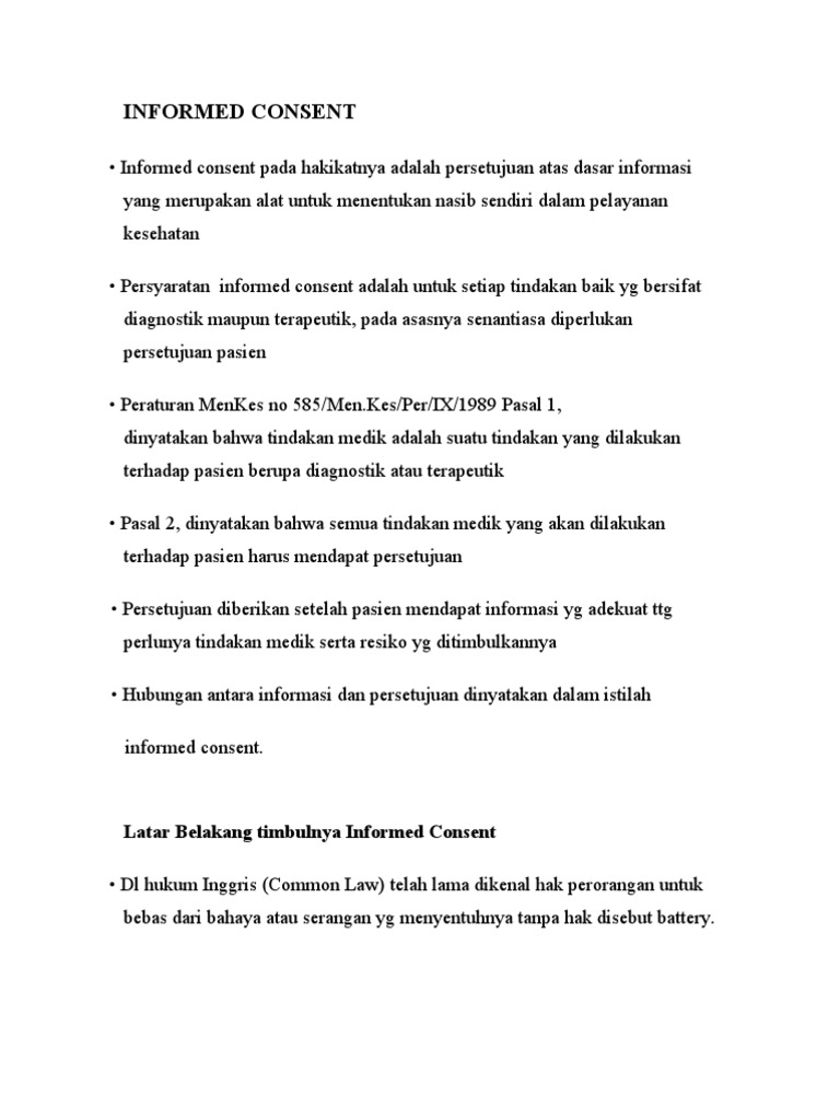 PENGERTIAN Informed Consent | PDF