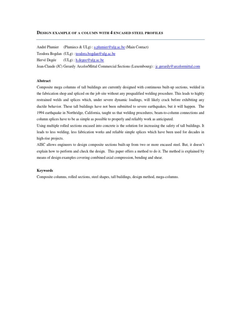 Design Examples Mega Columns | PDF | Bending | Structural Steel