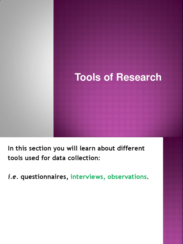 Tools of Research (Interview and Observation) | PDF | Interview ...
