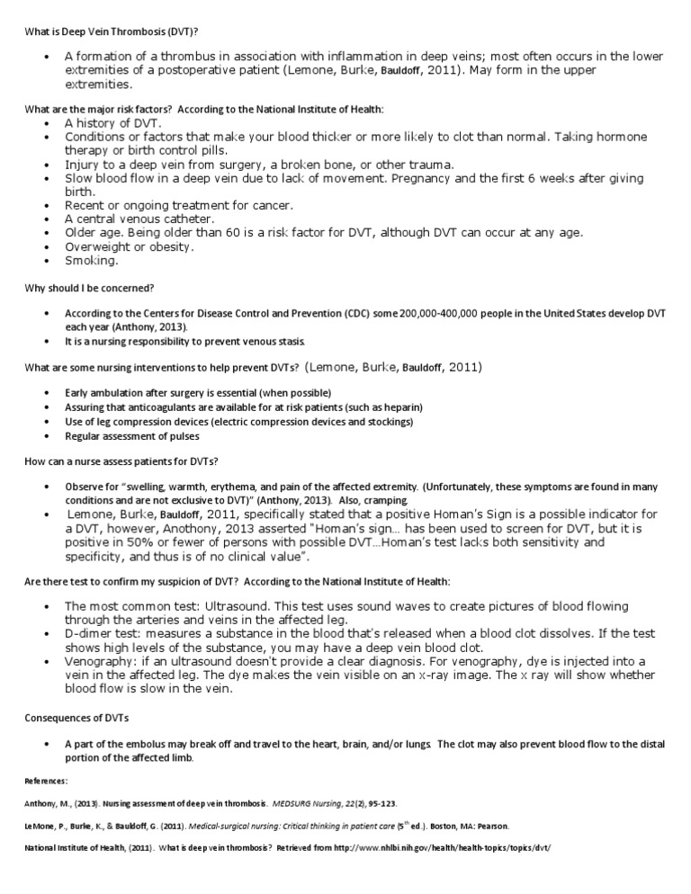 What is Deep Vein Thrombosis- Clinical Handout | Thrombosis | Clinical ...