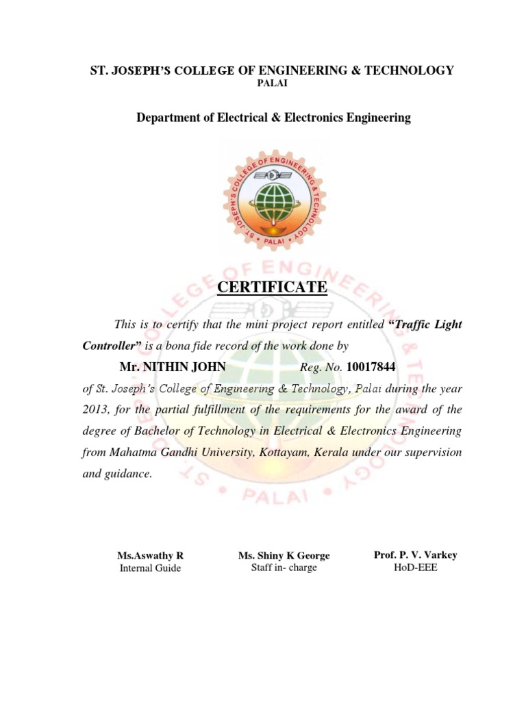 Traffic Light Controller Project Certificate | PDF | Business | Computers