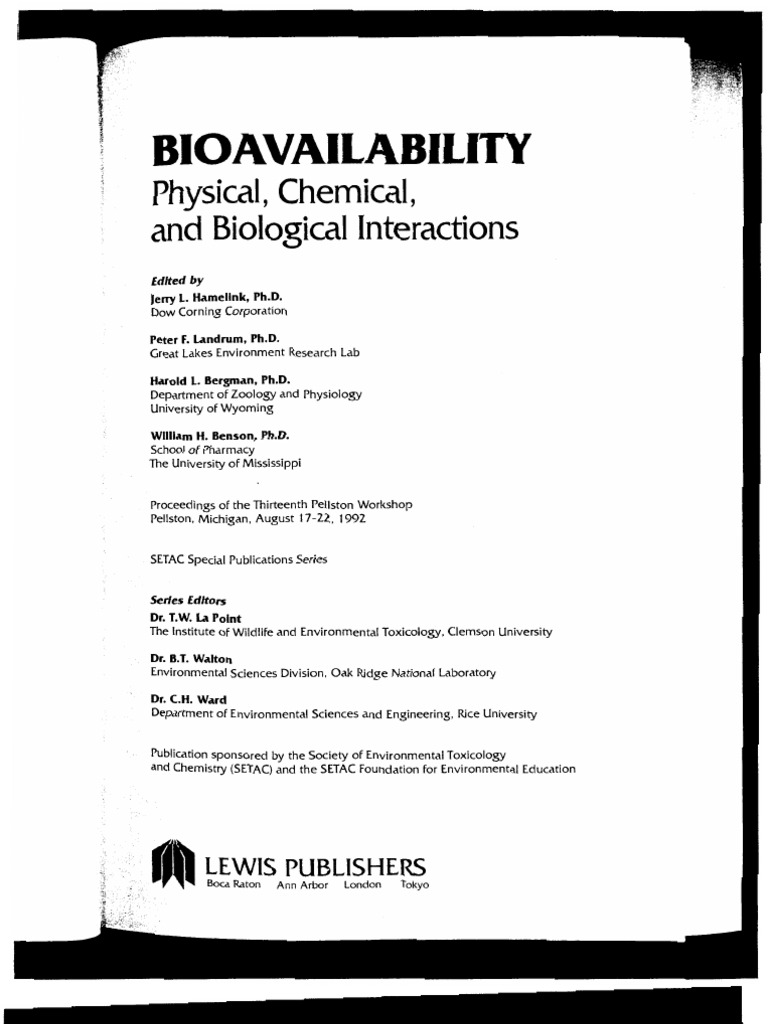 BIOAVAILABILITY Physical, Chemical, and Biological Interactions | PDF ...