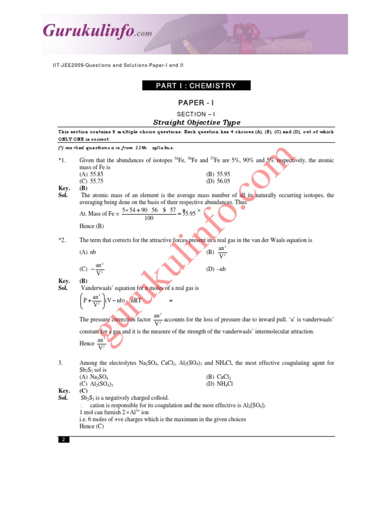 IIT-JEE 2009 Chemistry Question Paper | PDF