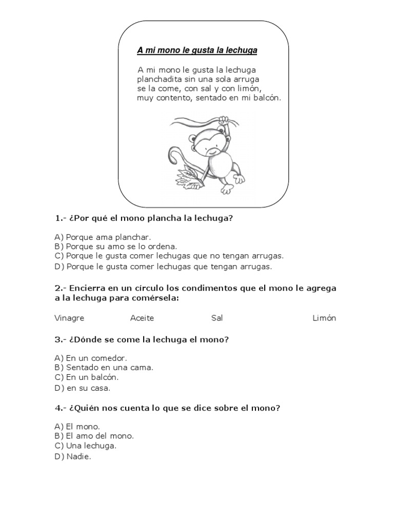 A mi mono le gusta la lechuga | PDF