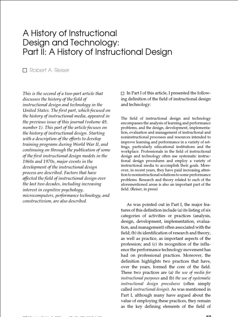 History of Instructional Design | PDF | Instructional Design ...