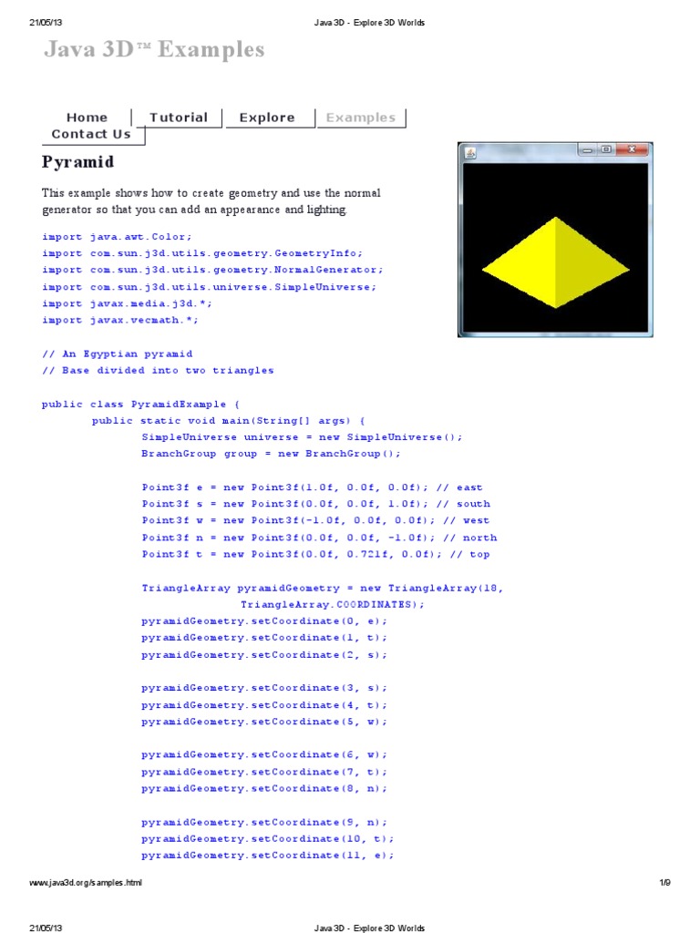 Java 3D - Explore 3D Worlds Piramide | PDF | Data Management | Computer ...
