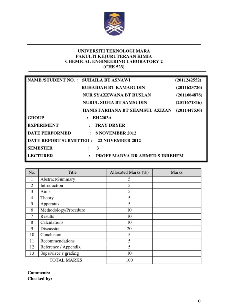 Report Tray Dryer | PDF | Heat Transfer | Evaporation