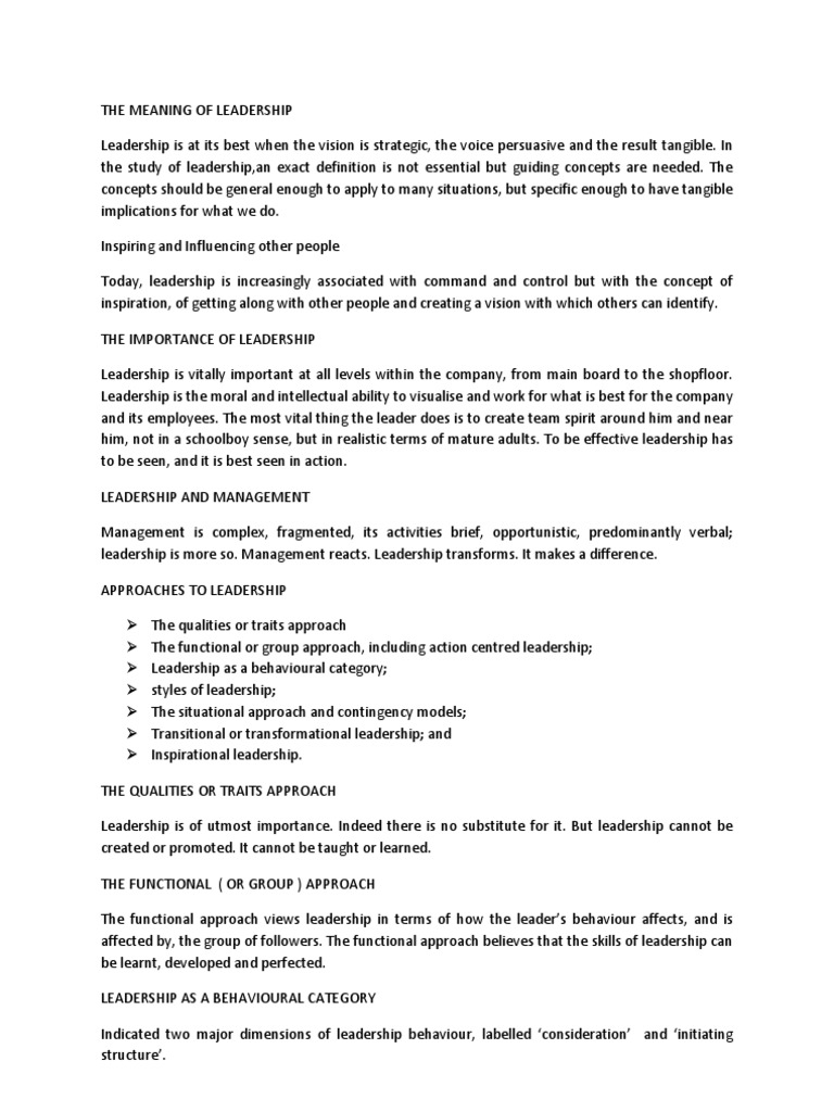 Leadership | PDF | Transformational Leadership | Leadership