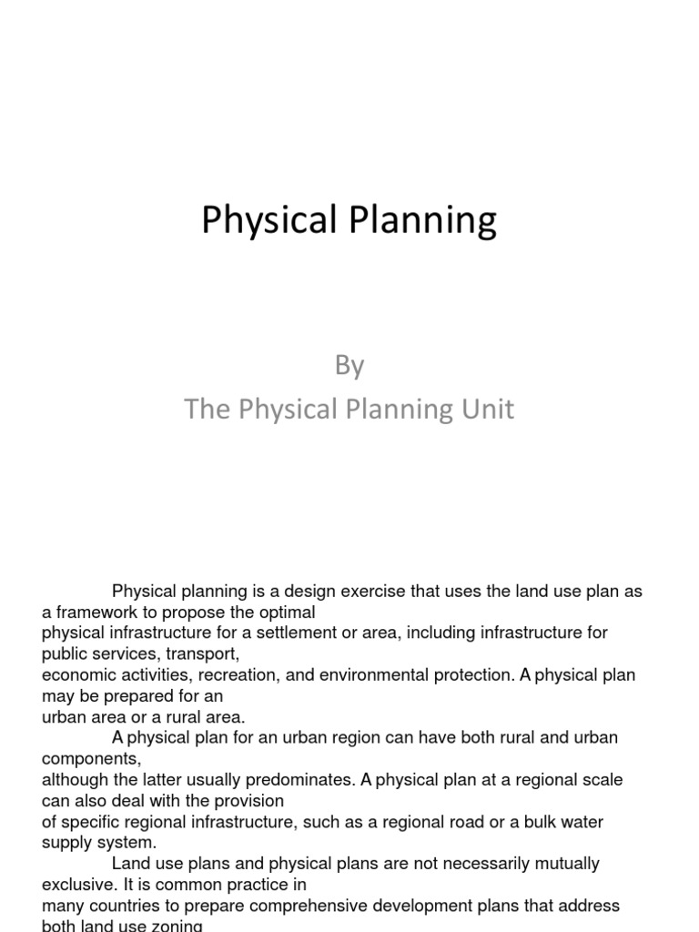 Overview of Physical Planning Process | PDF | Infrastructure | Water ...